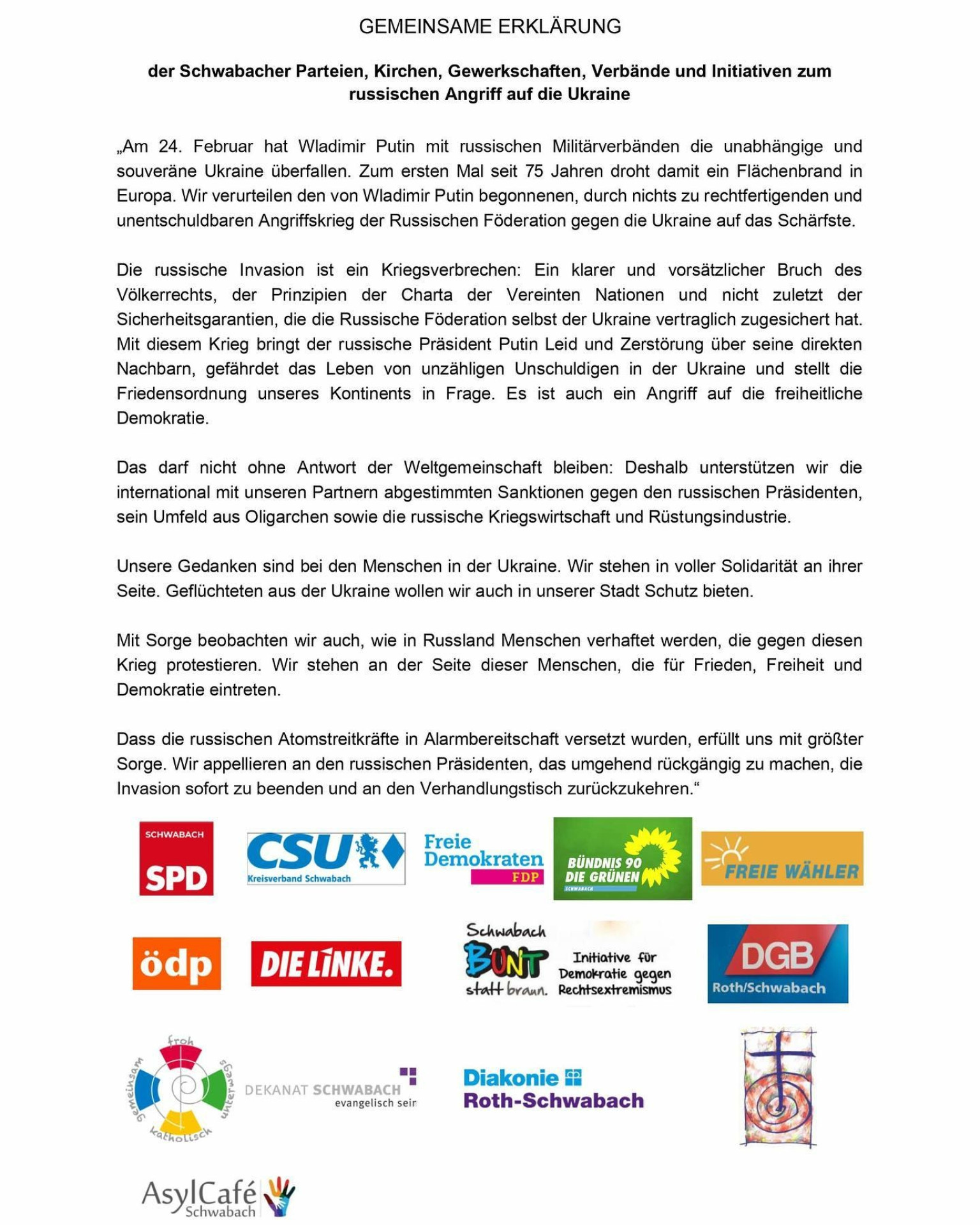 Gemeinsame Erklärung zum Angriff auf die Ukraine - SPD-Unterbezirk ... Gemeinsame Erklärung zum Angriff auf die Ukraine - SPD-Unterbezirk ...